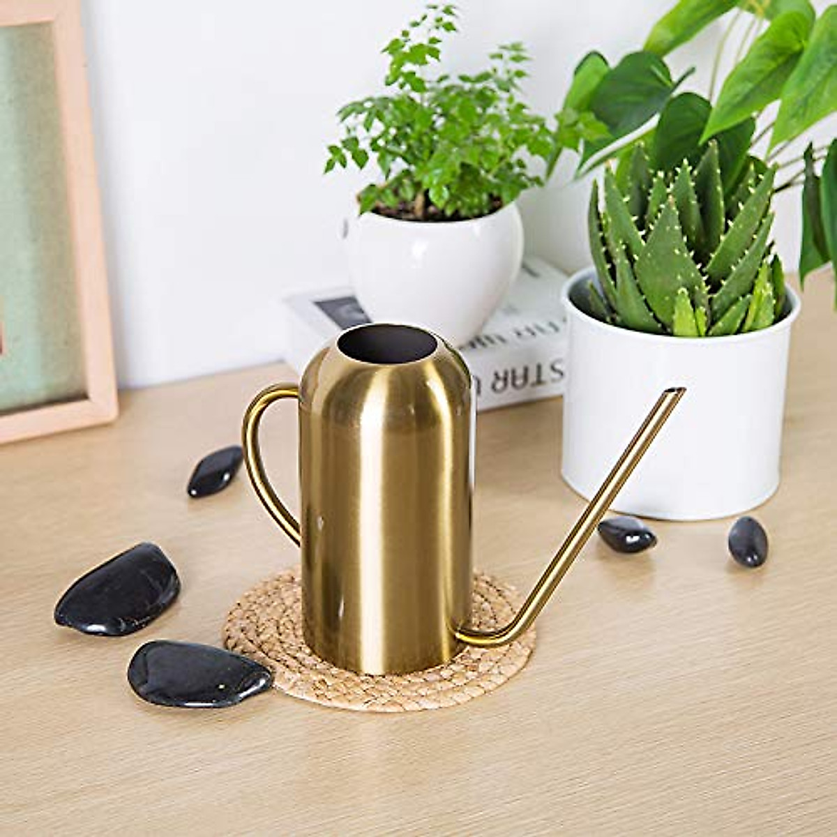 LIYJTK Stainless Steel Long Spout Watering Can Garden Watering Pot Irrigation Tool Bonsai Plants Garden Pot Flower Watering Can Irrigation Tool(Gold 1.5L)