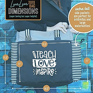 Brooke & Jess Designs Teach Love Inspire Gray Teacher Laptop Tote Bag for Work, Travel - Best Teacher Appreciation Day Gift, Birthday