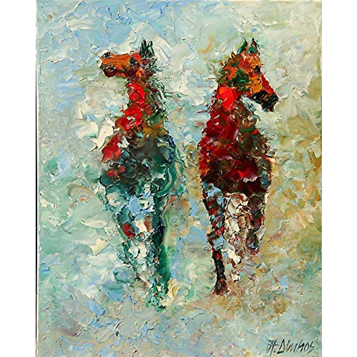 SOLD Listen To The Wind, Equine Horse Painting By Internationally Renown Impressionist Palette Knife Artist Andre Dluhos