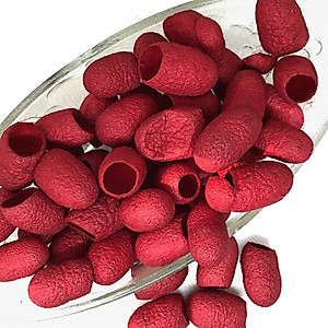 Hand Dyed Silk Cocoons, Silk Cut Cocoons, Mulberry Silk Fibres, Selection Pack of 30 Cut Silk Cocoons (Ruby Blaze)