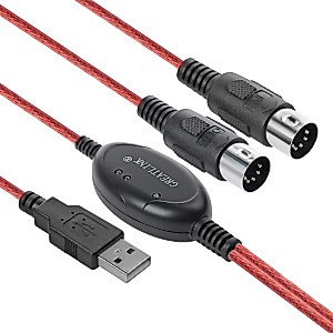 GREATLINK USB in-Out MIDI Interface Professional Piano Keyboard to PC/Laptop/Mac Converter/Adapter MIDI Cable for Home Music Studio Color Red - 6.5Ft