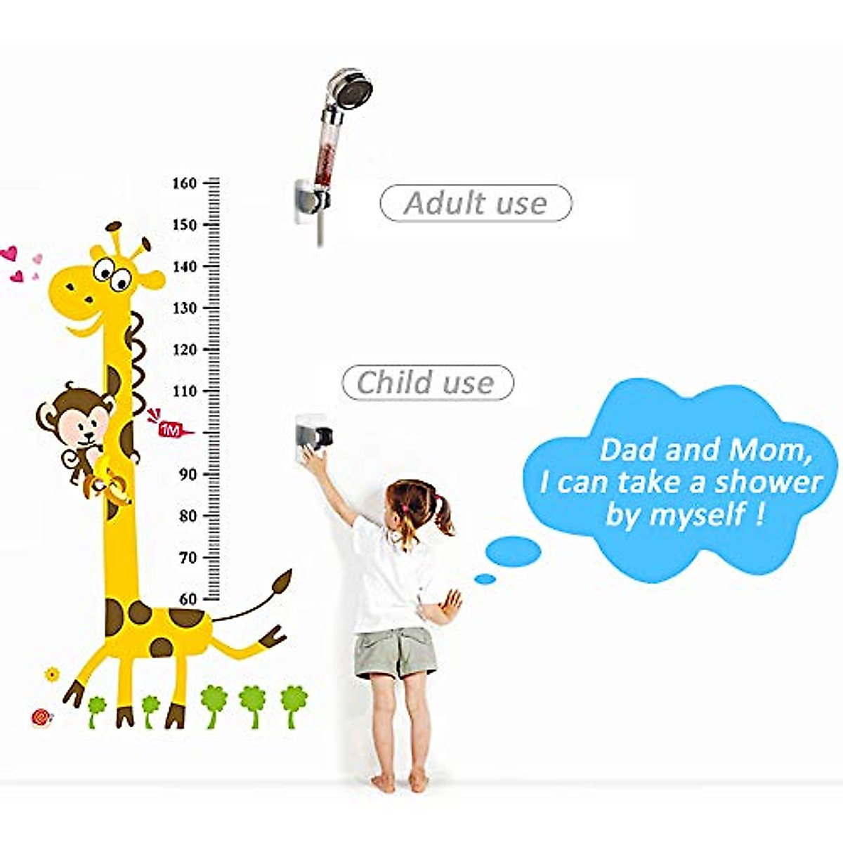 KAIYING Self Adhesive Handheld Shower Head Holder Wall Mount, Adjustable Angle Rv Shower Head Holder, Bathroom Shower Wand Holder, Universal Shower Bracket, ABS, Chrome