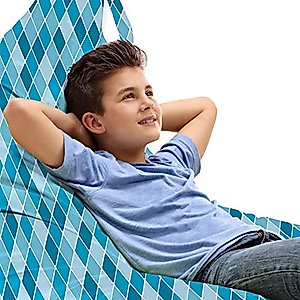 Lunarable Pale Blue Lounger Chair Bag, Classical Argyle Harlequin Style Pattern Design in Blue Shades Retro, High Capacity Storage with Handle Container, Lounger Size, Blue and Pale Blue