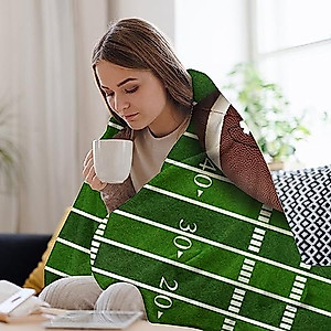 Firiseroh American Football Field Throw Blanket Football Gifts for Boys Men American Football Lover Blanket Unique Gifts for Football Player Plush Cozy Throws for Bed Sofa 80×60