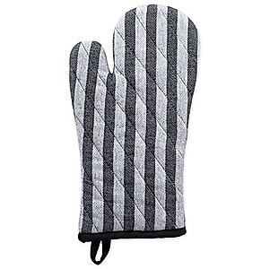 DII Cotton Heat Resistant Kitchen Oven Mitts Set, (Set of 2-6.5x12), Farmhouse Chic Geometric Design, Heat Resistant and Machine Washable for Every Home Kitchen - Stripe