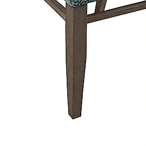 Madison Park Elmwood Dining Chair Set of 2-Cut Velvet Upholstered Backrest, Foam Seat Cushion Modern Kitchen Furniture, Reclaimed Grey Finished Solid Wood Legs, 38.5" H, Blue