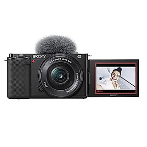 Sony ZV-E10 Mirrorless Camera with 16-50mm Lens & E 55-210mm f/4.5-6.3 OSS E-Mount Lens, Black Bundle with Vlogger Kit, Mac Photo Editing, Bag, Screen Protector, 2X Filter Kit
