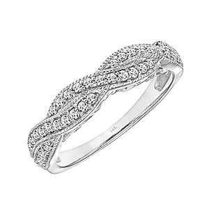 Brilliant Expressions 14K White Gold 1/3 Cttw Conflict Free Diamond Double-Twist Fashion Anniversary Band (I-J Color, I2-I3 Clarity), Size 7