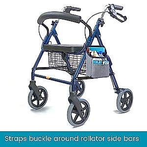 High Road Mobility Scooter Organizer, Compact Walker Bag and Wheelchair Side Bag with Easy Access Pockets for Adult Daily Living Needs (Gray Check)