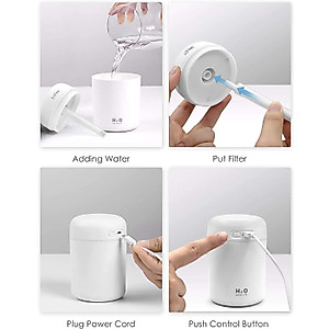 LtYioe Colorful Cool Mini Humidifier, USB Personal Desktop Humidifier for Car, Office Room, Bedroom,etc. Auto Shut-Off, 2 Mist Modes, Super Quiet. (Pink)