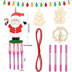 12 Packs Christmas Wind Chime Craft Kit, Decorate Your Own Ornaments,Christmas DIY Wooden Wind Chimes Kit Arts Crafts and Paint for Kids Birthday Christmas Party Favors