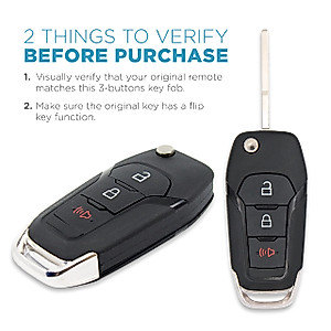 Keyless2Go Replacement for 3 Button Flip Key Ford N5F-A08TAA 164-R8130