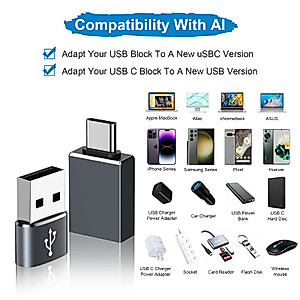 4 PC USB C to USB Adapter/USB-C to USB-A,USB to USB C Adapter/USB A to USB C Connect USB Adapter and Type C or Power Cable Converter for Samsung A13 A53 S23 A14 A11 A12 A21 A51 A71 A32