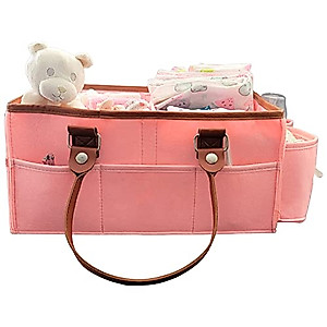 SENDMEX Pink Diaper Caddy - Baby Diaper Caddy Organizer - Car Caddy Diaper Basket - Baby Bath Organizer Basket - Diapers Storage - Baby Essentials For Newborn
