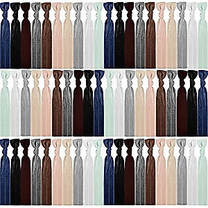 79Style 125pcs Neutral Hair Ties For Women Elastic Ribbon Hair Ties Knotted Ponytail Holders No Breakage Cotton Fabric Hair Bands For Yoga Bulk Hair Tyles Knot Flat No Damage Cute Hair Accessory (125Pcs-10 Neutral Colors)