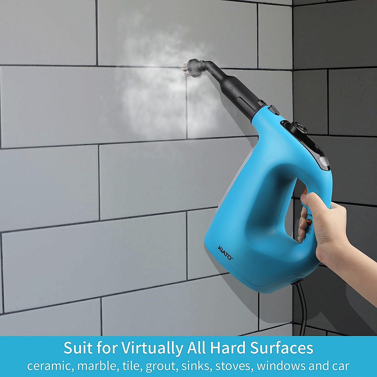 Upholstery Steam Cleaner, Handheld Steamer for Cleaning, Steam Cleaner with Continuous Steam Lock, 120℃ Pressurized Steam for Couch, Furniture, Grout, Tile, Add Water Anytime, Save Time and Effort