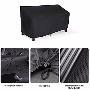 Hengme Outdoor Patio Garden Bench Cover - 3 Seat Outside Park Loveseat, Sofa, Glider, Furniture Cover Patio Bench Cover 64x26x35 inch(420D)