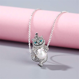 Jeulia "Appear and Disappear at Will Cat Sterling Silver Necklace Gift for Women Girlfriend Wife Engagement Wedding Anniversary Promise or Birthday With Jewelry Box