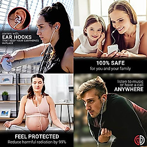 ATMOSURE Air Tube Headphones — Anti Radiation EMF Free Headphones with Carry Case, Microphone, Volume Control, Clipper and Set of Ear Tips