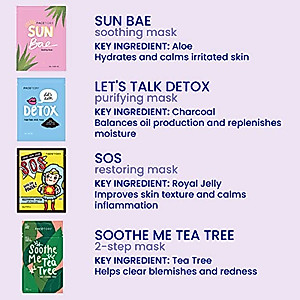 FACETORY Best of Seven Facial Masks Collection - Hydrate, Radiance Boost, Soothe, Revitalize, Nourish, Purify Skin - For All Skin Types, Variety Pack of 7 Sheet Masks