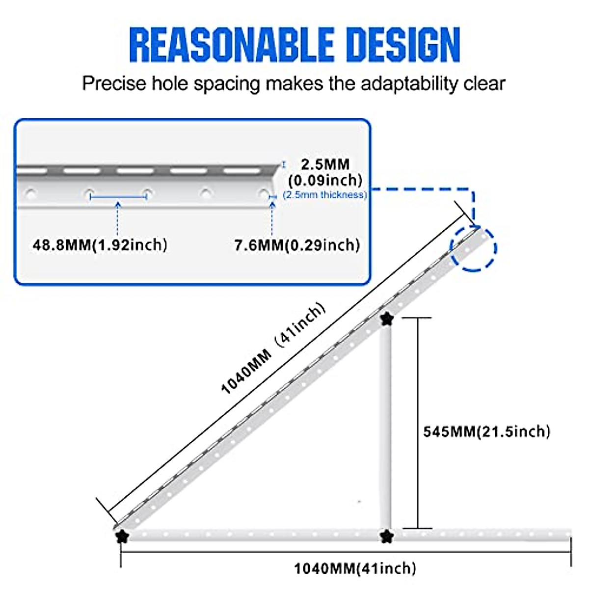 ECO-WORTHY 41in Solar Panel Mount Brackets, with Foldable Tilt Legs, Adjustable Mounting Brackets Kits for RV, Roof, Boat, and Off-Grid