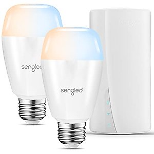 Sengled Smart LED Tunable White A19 Starter Kit, 60W Equivalent, 2 Smart Light Bulbs & Hub, Soft White to Daylight 2700-6500K, Works with Alexa, Google Assistant and Siri
