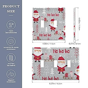 FJDENG Christmas Santa Claus Light Switch Cover,PC Decorative Double Toggle Switch Plate Covers Standard Size 1 Gang,4.56 x4.48 Inch