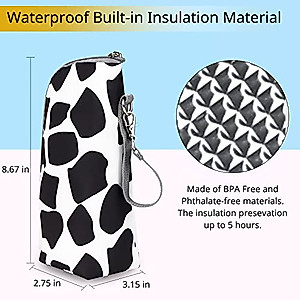 TRENDPLAY Baby Bottle Insulated Tote Bag, Portable Bottle Warmer Storage Organizer for 1 Bottle, for Travel Stroller (Cow)