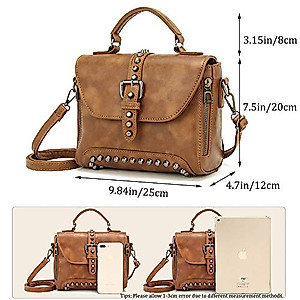 Segater® Womens Vintage Rivet Saddle Shoulder Bag Crossbody Bag Sling Bag Shopper Travel Satchel
