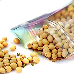 200 Pack Resealable Smell Proof Bags,Rocutus Foil Mylar Ziplick Bags,Flat Metallic Mylar Foil Bags for Party Favor Food Storage (16 x 24 cm/6.3 x 9.4 Inches)