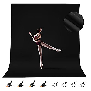 10x12ft Black Backdrop for Photography, CPLIRIS Black Photo Backdrop Collapsible Black Screen Curtain with 4 Spring Clamps and 4 Backdrop Clips for Party or Photoshoot