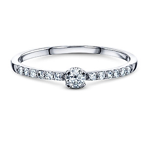 Kobelli Low Petite Diamond Promise Ring 10k White Gold, 6