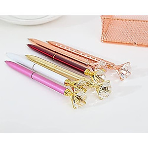 MSTOKIN Bling Crystal Diamond Pen metal ballpoint pens for Office School with Reffills students gift, pack of 3 4 5 8 12 (3 rose gold)