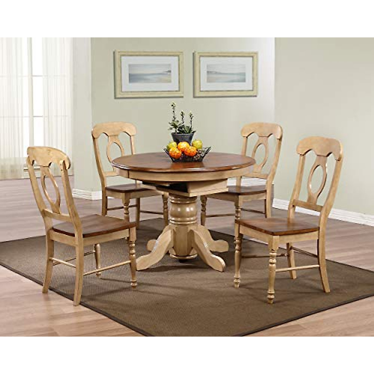 Sunset Trading Brook Dining Table, Distressed Two Tone Light Creamy Wheat with Warm Pecan Brown 42 in x 60 in x 30 in