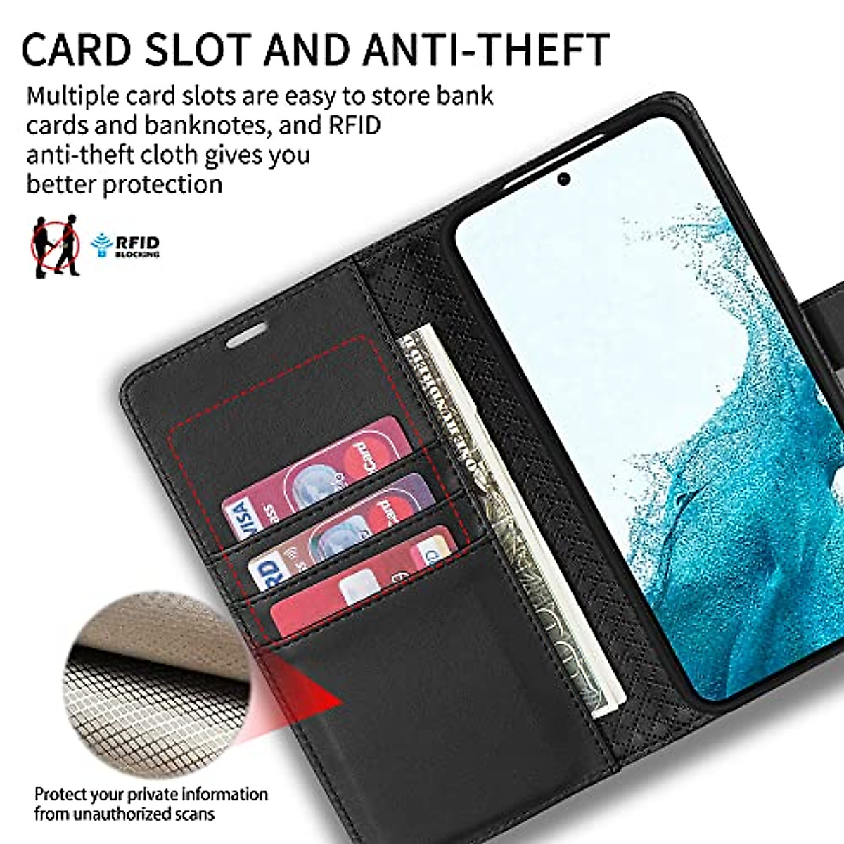 Neiye Compatible with Samsung Galaxy S23+Plus Wallet Case with RFID Blocking Card Slots Stand Magnetic Closure Flip PU Leather Phone Cover for Samsung Galaxy S23 Plus Case Wallet(6.6 inch-Black)