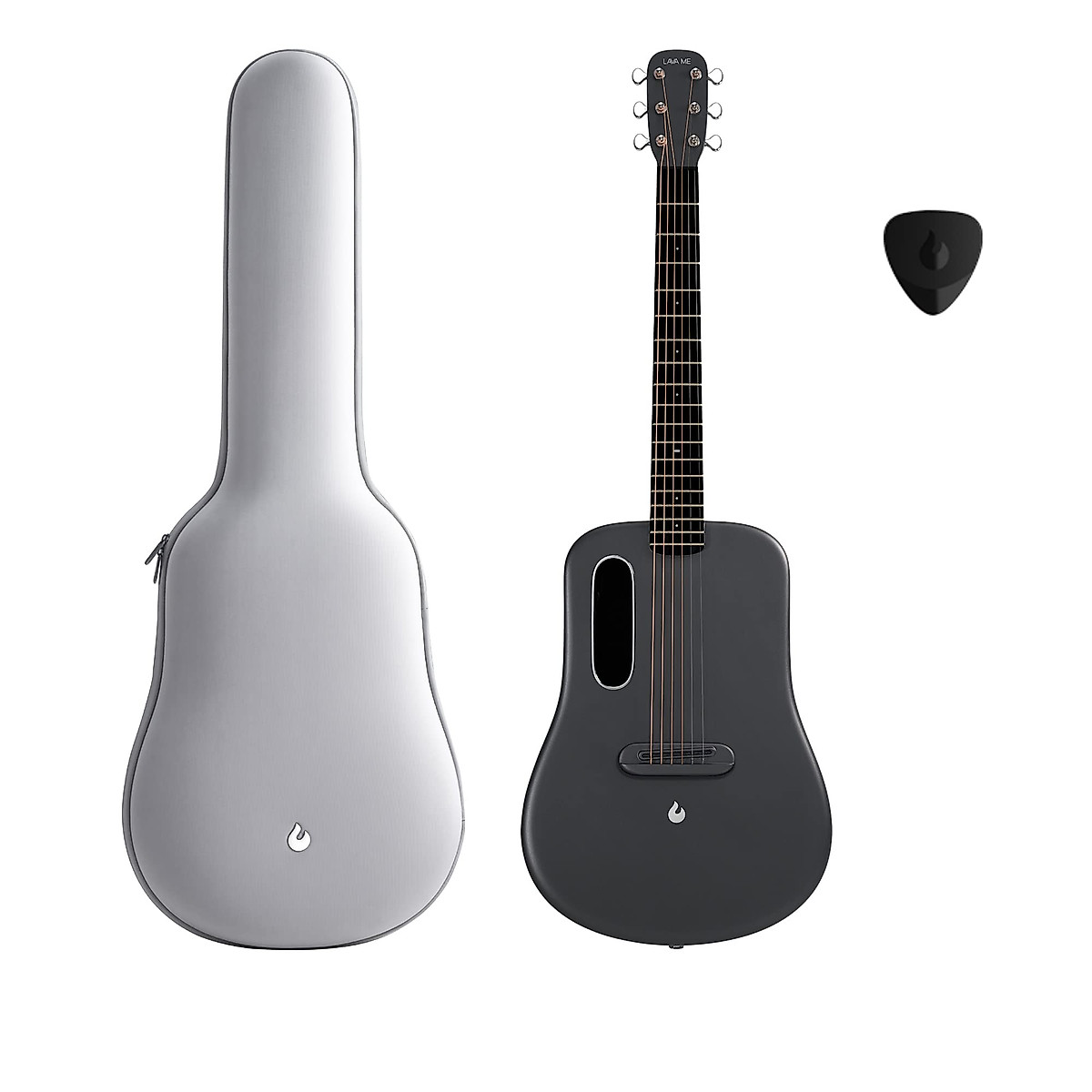 LAVA ME 3 38" Carbon Fiber Lightweight Guitar for Right Hand with Effects Acoustic Guitar Soft | Support Wi-Fi Bluetooth | with Space Bag, Bundle with HogoR Guitar Pick
