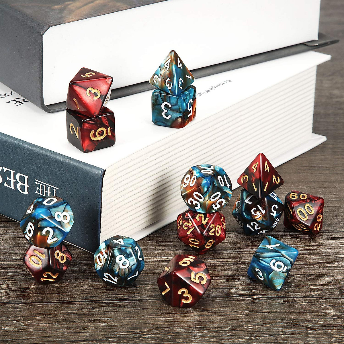 14 Pieces 7-die Dice Set Polyhedral Dice Compatible with Dungeons and Dragons with Black Pouch