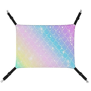 Gradient Star Fish Scales Pet Hammock Bed Guinea Pig Cage Hammock Small Animal Hanging Bed for Ferret, Chinchilla, Puppy and Other Small Animals