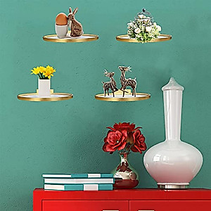 Cityelf Floating Shelves Wall Mounted Gold Wall Decor Iron Glass Hanging Shelf Home Decor Set of 3 Display Ledge Shelves for Living Room Bedroom Office-Gold