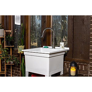 UTILITYSINKS USA-Made Plastic Freestanding 24 in x 24-Inch UtilityTub Heavy Duty Compact Utility Sink Ideal for Workshop, Laundry Room, Garage, Greenhouse, Pet Wash Station (White)