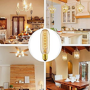 Tiqian 8 -Pack E12 Incandescent Edison Light Bulbs 25 Watt Candelabra, Dimmable 2200K Warm White T6 Clear LED Bulbs 25W 150lm Vintage T25 for Chandelier Ceiling Fan, Tubular Small Filament Bulbs