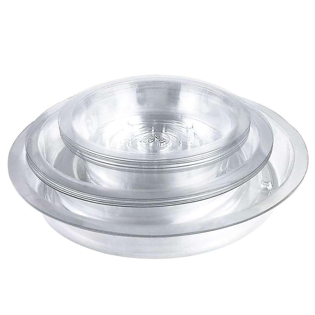 Tecmisse 25 Pack Clear Plastic Plant Saucer Drip Trays, Large Plant Plate Dish, Plastic Plant Pot Saucers Flower Pot Set for Indoor Flower Pots and Planters, Assorted Sizes(6, 8, 10 Inch)