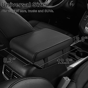 SEG Direct Car Center Console Cover, Breathable Leather Auto Armrest Cover, Memory Foam Arm Rest Cushion, Universal Car Seat Box Cover Car Interior Accessories, Black