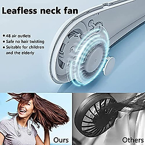 EMHFLYFN Portable Neck Fan Upgraded Hand Free Personal Fan Rechargeable Bladeless Neck Fan 360° Surround & 3 Gear Wind Wearable Cooler Fan U-Shaped Neck Ring Fan Suitable for Traveling Sports Office