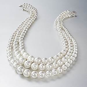Ross-Simons 6-12mm Shell Pearl Graduated 3-Strand Necklace with Sterling Silver