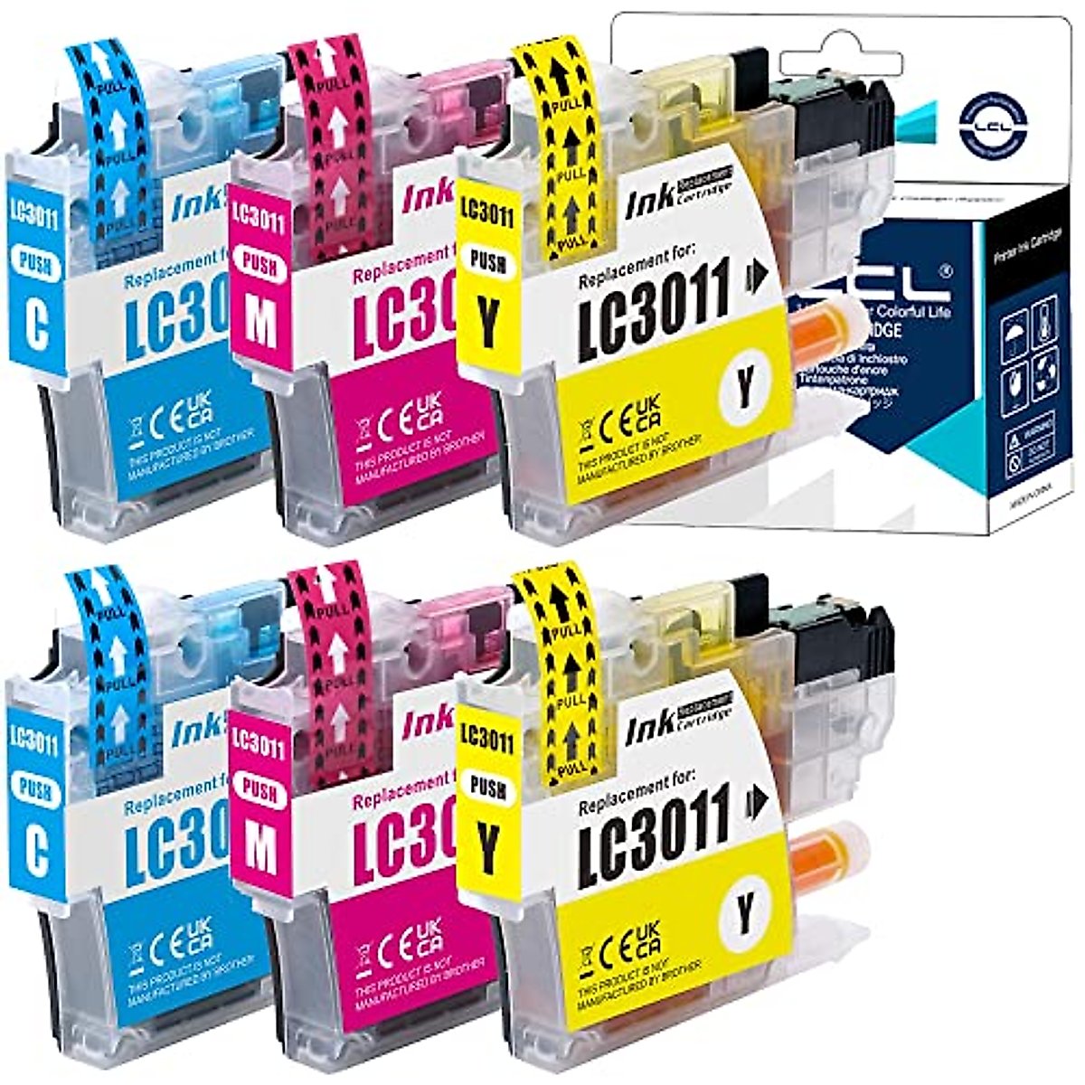 LCL Compatible Ink Cartridge Replacement for Brother LC30113PKS LC-3011 LC3011 LC-3011C LC3011C LC3011M LC3011Y MFC-J491DW MFC-J497DW MFC-J690DW MFC-J895DW (6-Pack 2Cyan 2M 2Y)