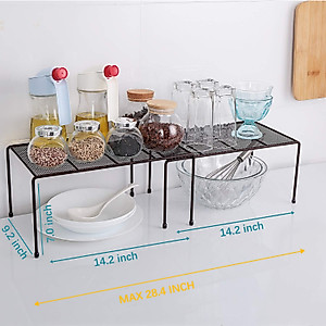 Expandable Stackable Kitchen Cabinet and Counter Shelf Organizer,Kitchen Shelves, Cabinet Organization,Bronze
