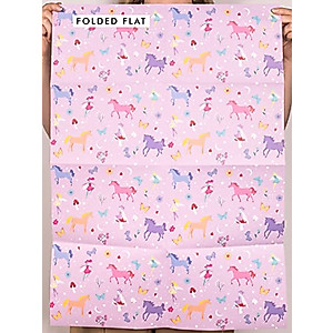 CENTRAL 23 - Fairies and Unicorn Wrapping Paper - 6 Sheets of Mystical Gift Wrap for Girls - Cute Butterfly and Flowers for Her - Pink Purple Birthday Giftwrap - Recyclable