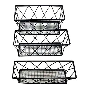 JOKOTI Sturdy Cabinet Door Organizers Set Kitchen and Bathroom Wall Storage Box Self Adhesive Iron Wire Organization Case