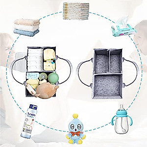 Meilleur Baby Diaper Caddy Organizer: Large Diaper Caddy for Baby Girl & Baby Boy - Felt Diaper Organizer for Changing Table & Car - Baby Diaper Caddy for Baby Nursery Storage - Portable Baby Basket